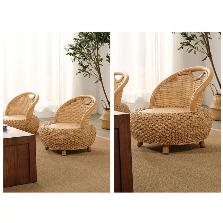 Mini Fauteuil bas en rotin beige • Le palais du rotin